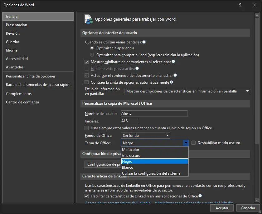 👉 Cómo Habilitar y Mejorar el Modo Oscuro en Word